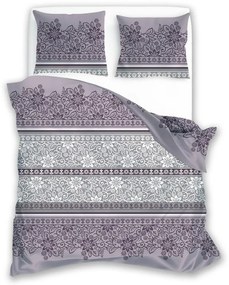 Saténové povlečení 220x200 Pure Sateen 004 fialové květy Faro