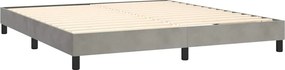 Box spring postel s matrací a LED světle šedá 180x200 cm samet 3134297