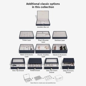 Stackers, Šperkovnice na šarmy Pebble Navy Classic Charm Display Drawer | tmavě modrá 75792