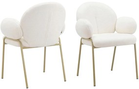 Danish style Jidelní židle Iwama Dining (SET 2 ks), textil, bílá