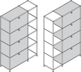 Tchibo - Kovový regál CN3 se 4 výklopnými dvířky - barva: šedá