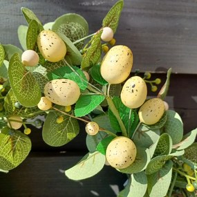 Velikonoční zápich větvička, 24 × 8 cm, žlutá vajíčka, plast, venkovní