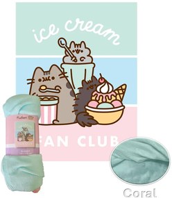 Coral fleece deka kočička Pusheen - motiv Ice Cream Fan Club - 130 × 170 cm