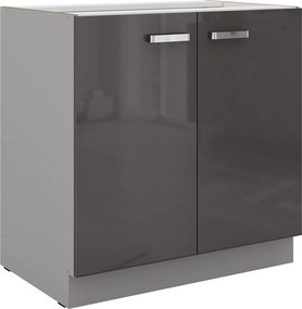 GREY gr | dolní skříňka 80 D 2F policová | 80 cm | světle šedá/tmavě šedá lesk