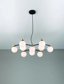 Satina zlato-černo-bílý designový lustr Ovalino