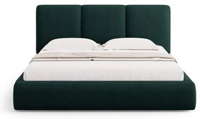 Tmavě zelená čalouněná dvoulůžková postel s úložným prostorem s roštem 160x200 cm Brody – Mazzini Beds