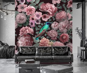 Gario Fototapeta Květiny růže růžový pták příroda - Andrea Haase Materiál: Vliesová, Rozměry: 100 x 100 cm