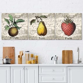 Obraz na plátně třídílný Retro ovoce - 150x50 cm