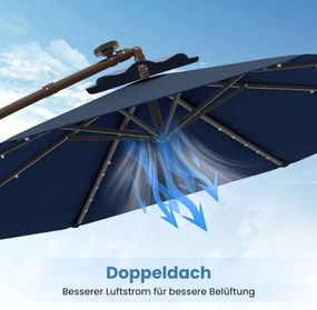Costway Konzolový deštník Ø300 cm se 40 solárními LED světly a pytli