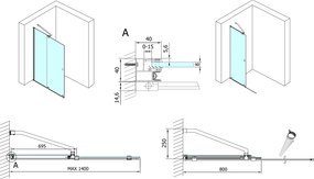Sapho, MODULAR SHOWER zástěna s pojezdy 1400 mm