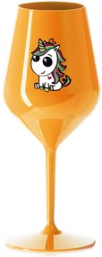 DUHOVÝ JEDNOROŽEC - oranžová nerozbitná sklenice na víno 470 ml
