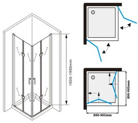 BPS-koupelny Čtvercový sprchový kout HYD-SK08B 90x90 černá/transparent