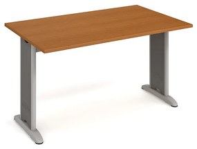 Stůl jednací rovný 140 cm - Hobis Flex FJ 1400 Dekor stolové desky: třešeň, Barva nohou: Stříbrná