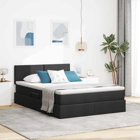Postel s úložným prostorem a matrací Černá 140 x 200 cm Samet 3370451