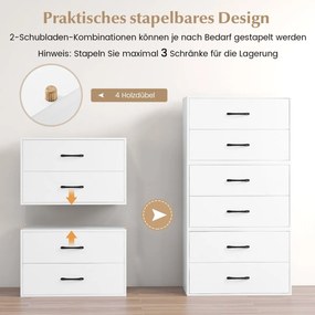 Costway Komoda se 2 zásuvkami, stohovatelná zásuvková skříň, dřevěný