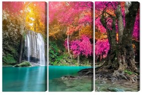 Vícedílný obraz Krásný Lesní Vodopád Nedostatek Nedostatek Plátno Canvas 120x80