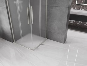 Mexen Velar L Duo, sprchový kout s posuvnými dveřmi 80 x 80 cm, 8mm sklo námraza, broušená ocel, 871-080-080-02-33-97