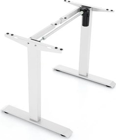 Výškově nastavitelný stůl OfficeTech A, 120 x 80 cm, bílá podnož, buk