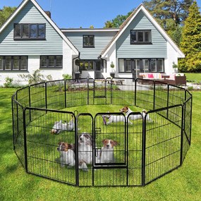 Costway 8dílná ohrádka pro štěně Puppy Fence Skládací Animal Metal, černý