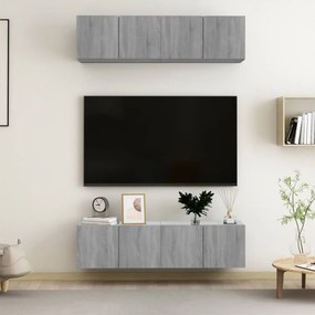 Nástěnné TV skříňky 4 ks šedé sonoma 60 x 30 x 30 cm kompozit 3120204