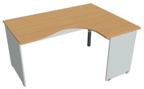 Stůl ergo levý 160*120 cm - Hobis Gate GE 2005 L Dekor stolové desky: buk, Dekor lamino podnože: šedá, Barva nohy: černá