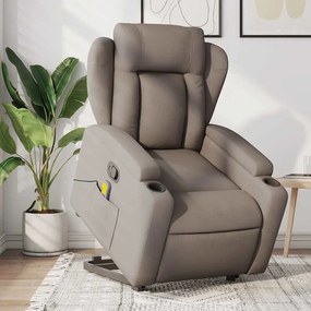 Zvedací masážní polohovací křeslo taupe textil 3204502