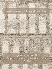 Krémový ručně tkaný vlněný koberec 80x150 cm Boho 1.0 Linara – Vikosa