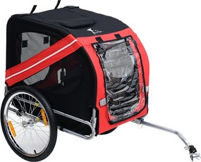 PawHut Pet Bike Trailer - Kočárek pro psy s 8 odrazkami, vlajkou a připojovacím barem, ocelový, voděodolný polyester, max. 30 kg, 130L x 73W x 90H cm,