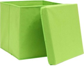 Úložné boxy s víky 10 ks zelené 32 x 32 x 32 cm textil 288372