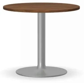 Konferenční stolek ZEUS II, průměr 600 mm, šedá podnož, deska ořech