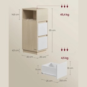 Noční stolek ROBIN, 30x25x65cm, bílá/béžová Vasagle