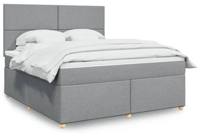 Box spring postel s matrací světle šedá 180 x 200 cm textil