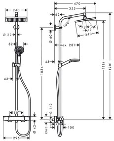Hansgrohe Crometta E - Showerpipe 240 1jet EcoSmart 9 l/min s termostatem, chrom, HAN-27281000