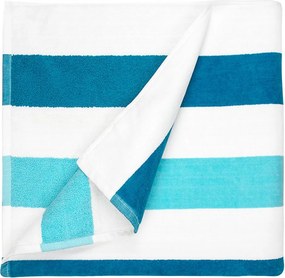 The One Towelling® Pruhovaná plážová osuška - Antracit / světle modrá