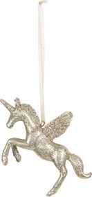 Závěsná zlatá ozdoba Jednorožec - 10*2*7 cm