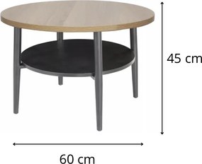 Konferenční stolek Ella 60 cm dubový/černý