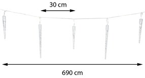 Vánoční světýlka 6,9 m/24 (72 led) studená bílá, 8 režimů svícení, paměťová funkce