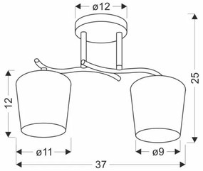 Lustr na tyči ESNYR 2xE27/40W/230V černá/bílá