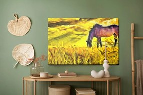 Obraz Malovaný Kůň V Poli Nedostatek Nedostatek Plátno Canvas 30x20
