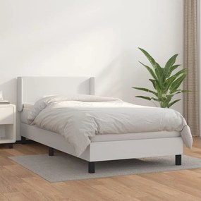 vidaXL Box spring postel s matrací 90x200 cm umělá kůže [3130640] Barva: Bílá