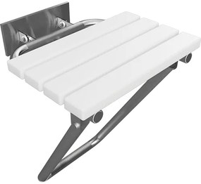 Bemeta Design HELP: Sklopné sprchové sedátko s nohou s krytkou, nerez, plast bílý -