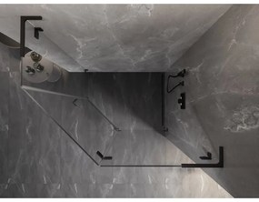 Mexen Lunar, L pravý pětiúhelníkový sprchový kout 90 x 80 cm, 8mm čiré sklo, černý profil, 831L-090P-080L-70-00-P