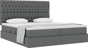 Postel s úložným prostorem Tmavě šedá 200 x 200 cm Textil 3372216