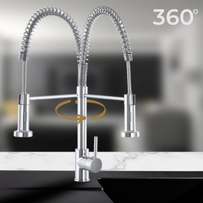 Gamma Solid, stojánková dřezová baterie s elastickou výlevkou, chromová, GMA-BSL-CH