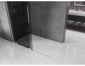 Mexen Velar, sprchová zástěna s posuvnými dveřmi Walk-in 130 x 200 cm, 8mm šedé sklo, broušená ocel, 871-130-000-43-97