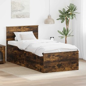 Rám postele s čelo Kouřový dub 75 x 190 cm Kompozitní dřevo 3408631