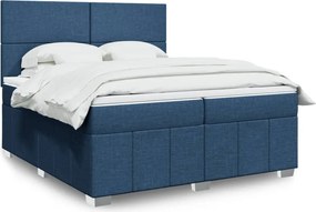 Box spring postel s matrací modrá 200x200 cm textil 3291774
