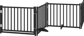 Zábrana pro psy s dvířky skládací 8 panelů černá 640 cm topol 3155738
