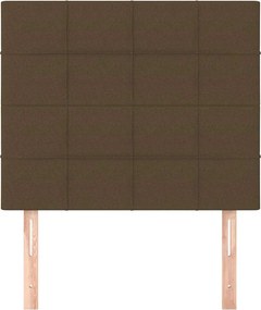 Čelo postele tmavě hnědé 100x5x118/128 cm látkové 3116325