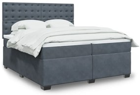 Box spring postel s matrací tmavě šedá 200x200 cm samet 3291015